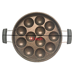 Nonstick Appam Patra Paniyaram Appam Maker with Glass Lid Aebleskiver Pan Ebelskiver Pan Pancake Pan Appachetty Paniyaral Pan