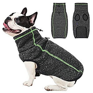 cyeollo Dog Sweater Fleece Coat High Collar Warm Doggie Turtleneck Lightweight Cozy Jacket Pullover Dog Clothes Pet Vest with Leash Hole for Small Dogs, Grey
