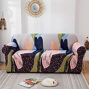 New Abstract Living Room Sofa Cover Elastic Stretch Cover Corner Sofa Cover 1/2/3/4 seat Home Decoration Sofa Cover A4 4 Seater
