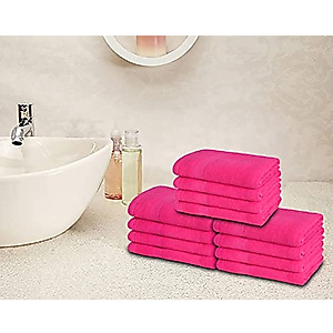 GLAMBURG Ultra Soft 12-Piece Washcloths Set 13x13-100% Ringspun Cotton - Durable & Highly Absorbent Face Towels - Ideal for use in Bathroom, Kitchen, Gym, Spa & General Cleaning - Hot Pink