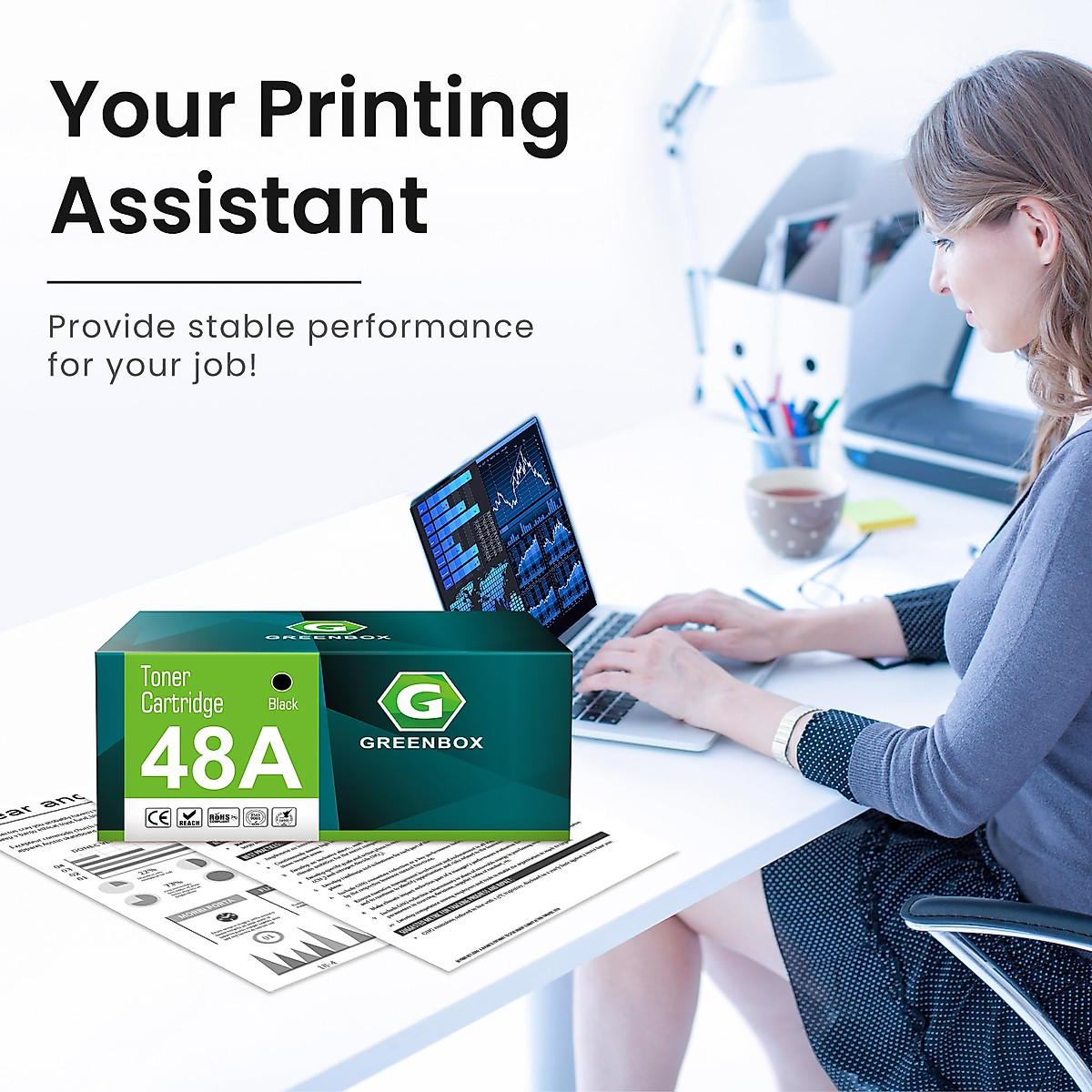 GREENBOX Compatible Toner Cartridge Replacement for HP CF248A 48A for HP Laserjet Pro M15w M15a M16a M16w HP Laserjet MFP M28w M28a M29a MFP M29w 248A Printer Toner (Black 2 Pack)