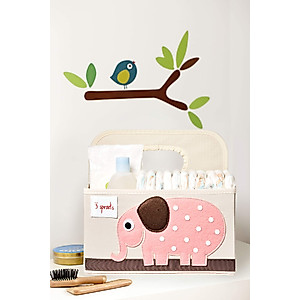 3 Sprouts Baby Diaper Caddy - Organizer Tote Bag for Baby Essentials Boy or Girl - Baby Shower Basket - Nursery Must Haves - Registry Favorites - Newborn Caddie Car Travel, Elephant