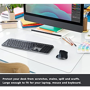 ProValley Clear Desk Pad Blotter 16 × 32 Inches Transparent Plastic Desk Mat 1.5mm Thick Rectangular PVC Desk Cover Vinyl Table Protector for Office Computer Writing Desk Tabletop Dresser Night Stand