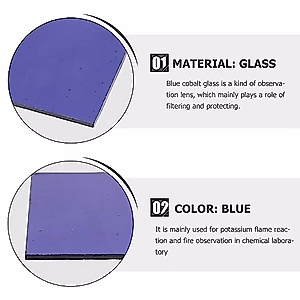 2pcs Cobalt Blue Glass Sheet Chemistry Experiment Supply Experiment Cobalt Glass Laboratory Science and Safety