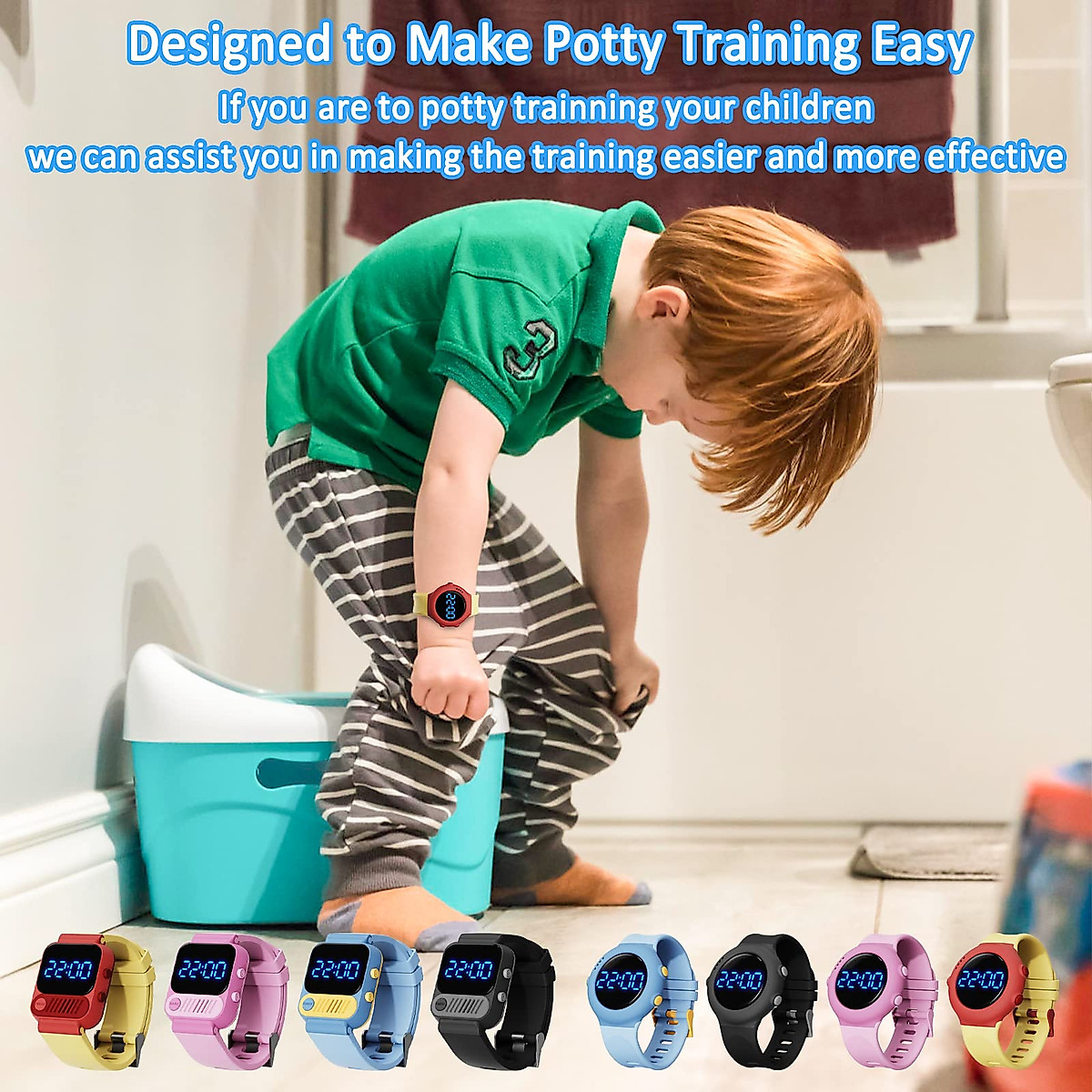 Potty Training Timer Watch for Boys and Girls,Kids Training Toilet Timer Watch,Waterproof,Rechargeable,Music Tones,Automatic Timers Plays Music,Alarm,Baby and Toddler Potty Train Toilet Time Aid