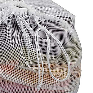 Nicunom 6 Pack Sturdy Coarse Mesh Laundry Bags, 24"x 36" Large Drawstring Laundry Bag Durable Machine Washable Storage Bag for College, Dorm and Apartment Dwellers, White