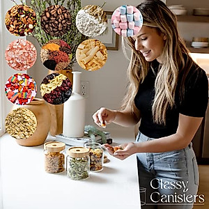 Set of 3 Airtight Glass Jars with Bamboo Lids - Decorative & Durable 16-Oz Borosilicate Glass Canisters Hold Coffee Beans, Tea, Flour, Sugar, Nuts, Candy, Bath Salts & More