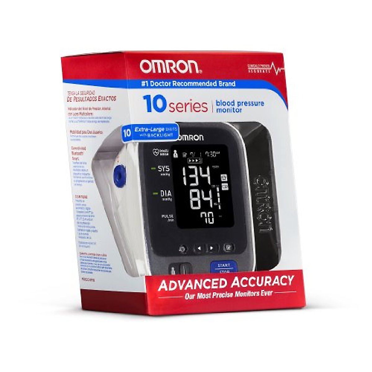 Omron 10 Series Upper Arm Blood Pressure Monitor; 2-User, 200-Reading Memory, Backlit Display, TruRead Technology, BP Indicator LEDs by Omron