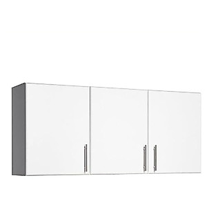 Pemberly Row 54" Modern Engineered Wood Wall Cabinet with 3 Doors & 3 Adjustable Shelves, Metal Handles, for Laundry Room, in White Finish