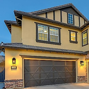 LALUZ Rectangle Porch Lights Outdoor, A03156 Farmhouse Weather-Proof Exterior Light Fixture with Clear Glass, Anti-Rust Outdoor Wall Lantern in Matte Black Finish for Front Door, Patio, Yards, Garage