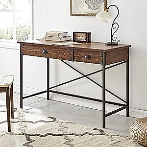 FirsTime & Co. Brown Wilshire Desk, Writing Desk, Compact Computer or Laptop Desk for Home Office, Wood and Metal, Farmhouse, 47.25 x 19.5 x 30 inches