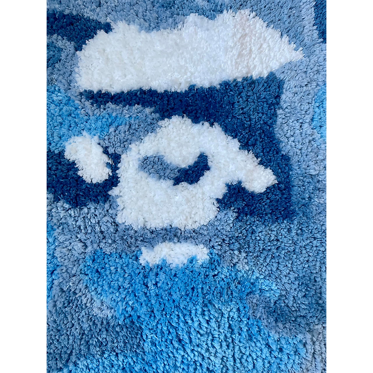 Luxape Bape Rug - Camo Blue - Handmade & Premium- 28in W * 20in L (70 * 50cm) - Hypebeast Rug - Hypebeast Rug Decor - Living Room, Bedroom, Children Room, Door mat - A Bathing APE Rug
