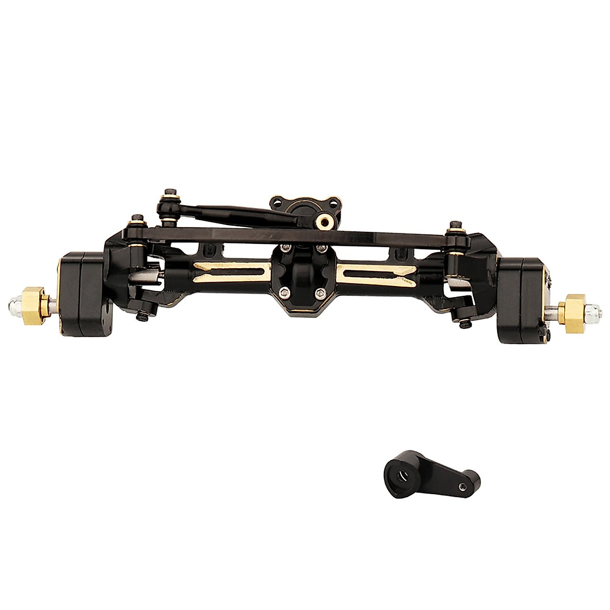 RZXYLRC Brass Black Coating Complete Portal Front and Rear Axles with Servo Mount Servo Arm for Axial AX24 1/24 RC 4WD Crawler Car Metal Upgrade Parts