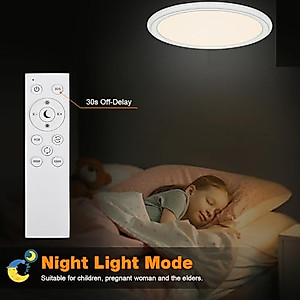 LEZOE RGB Led Flush Mount Ceiling Light Dimmable with Remote Control, 13Inch 24W 2400LM 3000-6500K RGB Color Changing Light Fixture, Round Ceiling Lamp for Living Room Bedroom Kids Room Party Festival