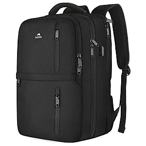 MATEIN Travel Backpack, 40L Flight Approved Carry on Hand Luggage, Water Resistant Anti-Theft Business Large Daypack Weekender Bag for 17 Inch Laptop, Black