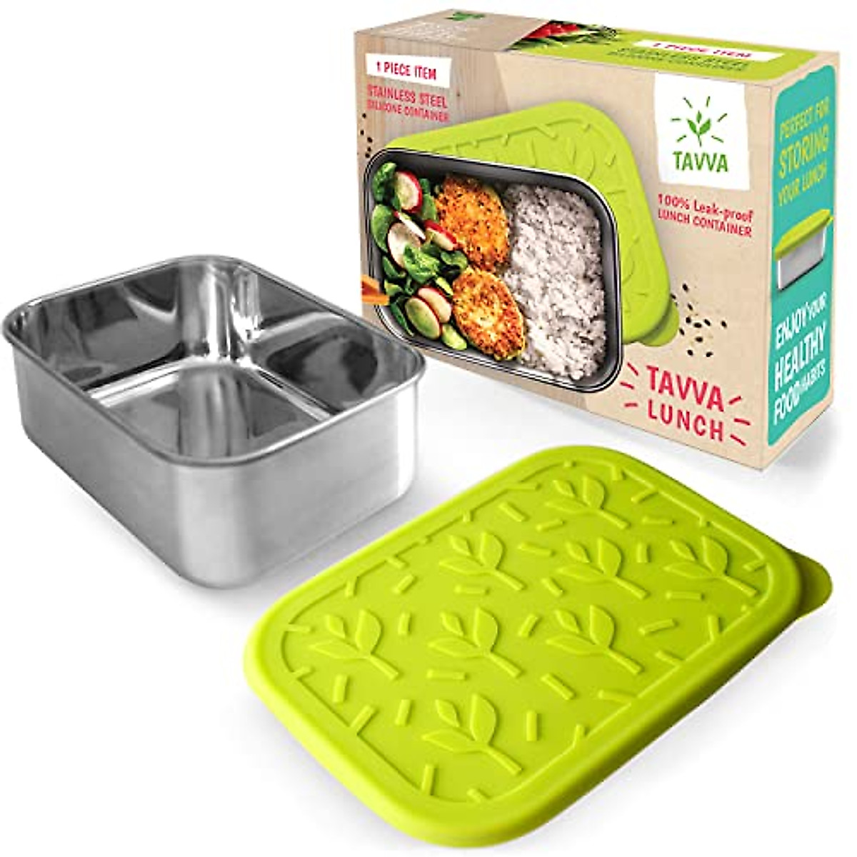 TAVVA Stainless Steel Food Containers with Lids 23 oz - Stainless Steel Lunch Container - Premium Metal Snack Container, Leakproof Lunch Box with Silicone Lids, Reusable Sandwich Container