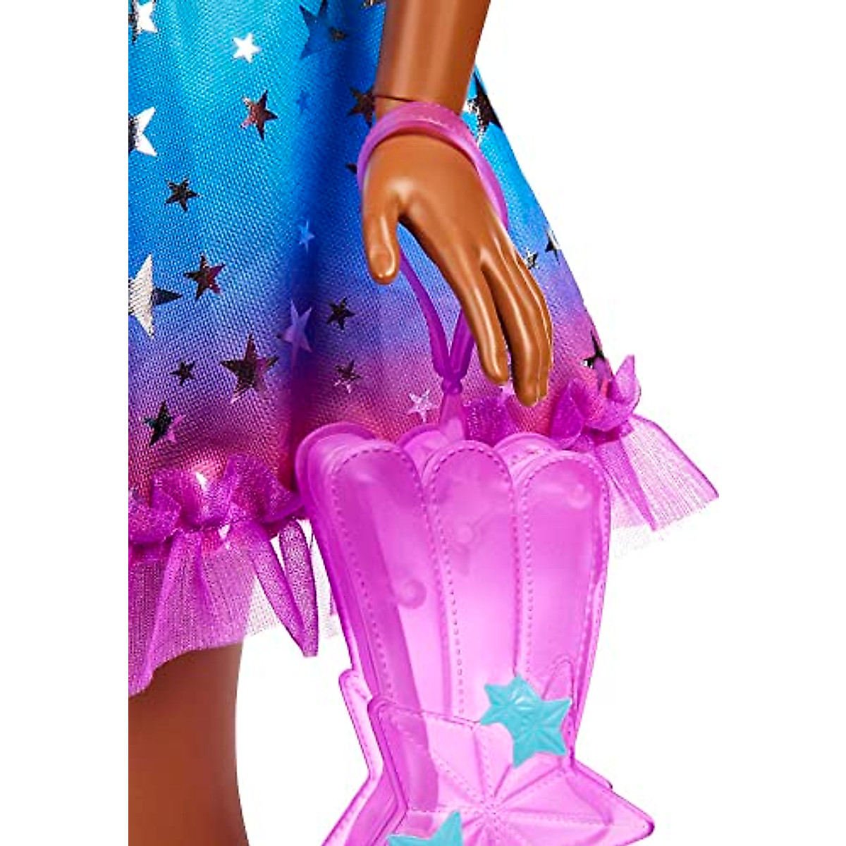 Barbie Large Doll with Dark Brown Hair, 28 Inches Tall, Rainbow Dress and Styling Accessories Including Shooting Star Handbag