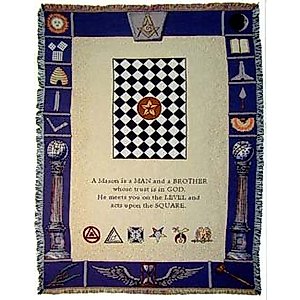 Masonic Symbols Mason Masons Cotton Throw Blanket