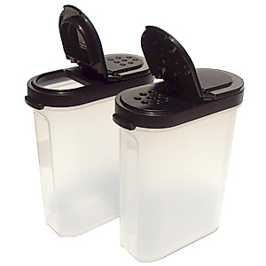 Tupperware Modular Mates Spice Shakers Set of 2 Black Seals 1 Cup Capacity