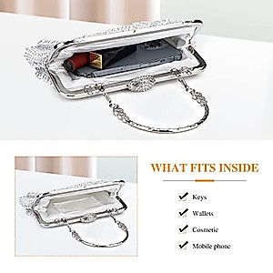 Selighting Pearl Cutch Purses for Women Evening Bags Formal Beaded Wedding Bridal Handbag Ladies Prom Cocktail Party Purse White