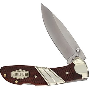 Old Timer 31OTCP Medium Lockback 6.5in High Carbon S.S. Traditional Folding Pocket Knife with 2.9in Drop Point Blade and Wood Handle for Hunting, Whittling, Carving, Camping, EDC, One Size, Black