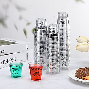 300 Pcs 2 oz Clear Disposable Plastic Cup Bulk Fun Mini Cups Transparent Small Tasting Cups for Adult Party Supplies Birthday Wedding