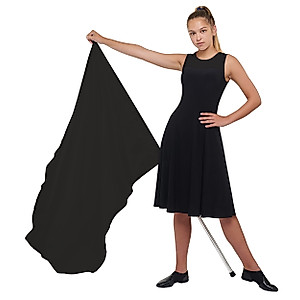 Black Color Guard Flag, Curved Rectangle Solid Color Flag for Practice, Made of Easy to Clean Polyester Habutai