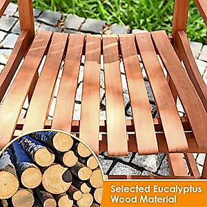 Tangkula Patio Rocking Chair, Indoor Outdoor Wooden Rocker Lounge Chair for Porch Garden Backyard Balcony, Rustic High Back Armchair w/Heavy-Duty 350 LBS Weight Capacity (1)