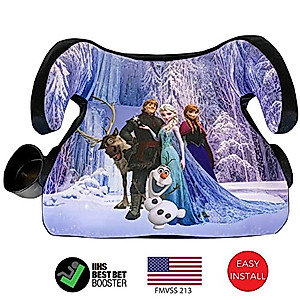 KidsEmbrace Disney Frozen Backless Booster Car Seat with Seatbelt Positioning Clip, Elsa, Anna, Olaf and Kristoff