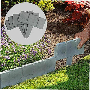 Onsinic 20pcs Lawn Stakes Garden Border Edging Stones Effect Fence Decorative Flower Bed Edging for Lawn Landscape