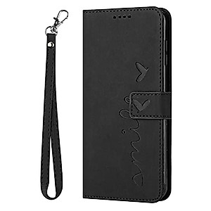 Kainevy for Infinix Hot 30 Play NFC Case Wallet with Lanyard Durable Leather Case for Infinix Hot 30 Play NFC Phone Case with Card Holder Buckle Flip Design Protective Cover for Womem Men (Black)
