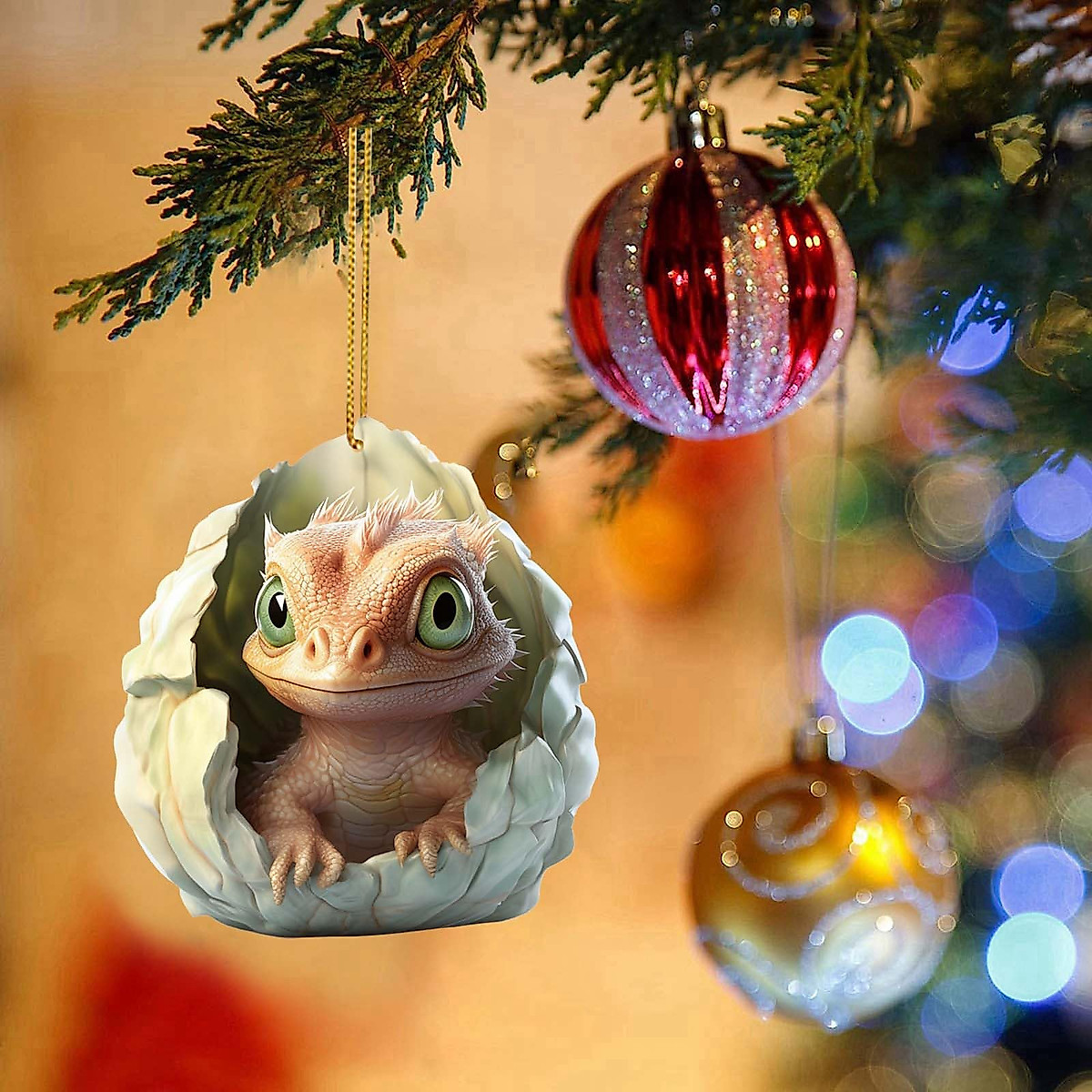 Acrylic Christmas Tree Decorations 1Pc Baby Dragon Ornaments Xmas Hanging Holiday Ornaments for Christmas Tree New Year Pendants Cute for Tiny Christmas Tree Party Craft