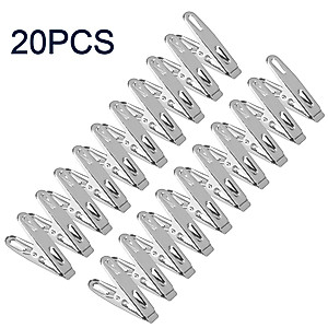 Tyenaza 20 Pack Stainless Steel Clothespins, Metal Laundry Clips Binder Clips Hanging Clips for Outdoor Clothesline Home Food Bag Sealing Photos