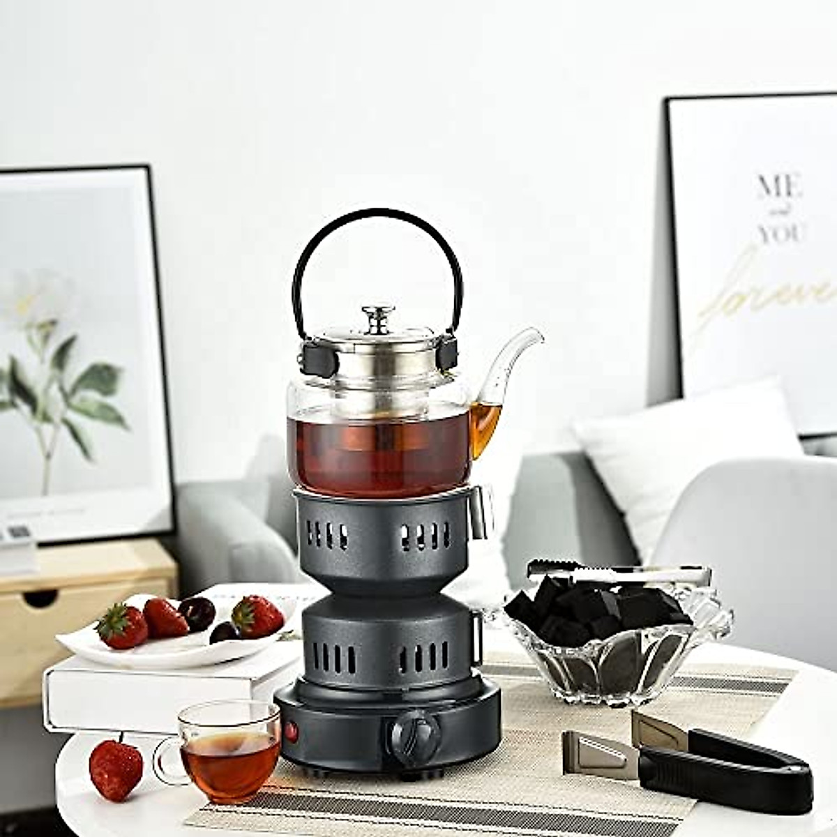 Hookah Coal Burner Hot Plate Durable Faster Coal Burner Smart Heat Control Long Cable for BBQ Kitchen Hookah Coal Burner Multipurpose Electric Charcoal Coal Burner Starter - Premium Series (White)