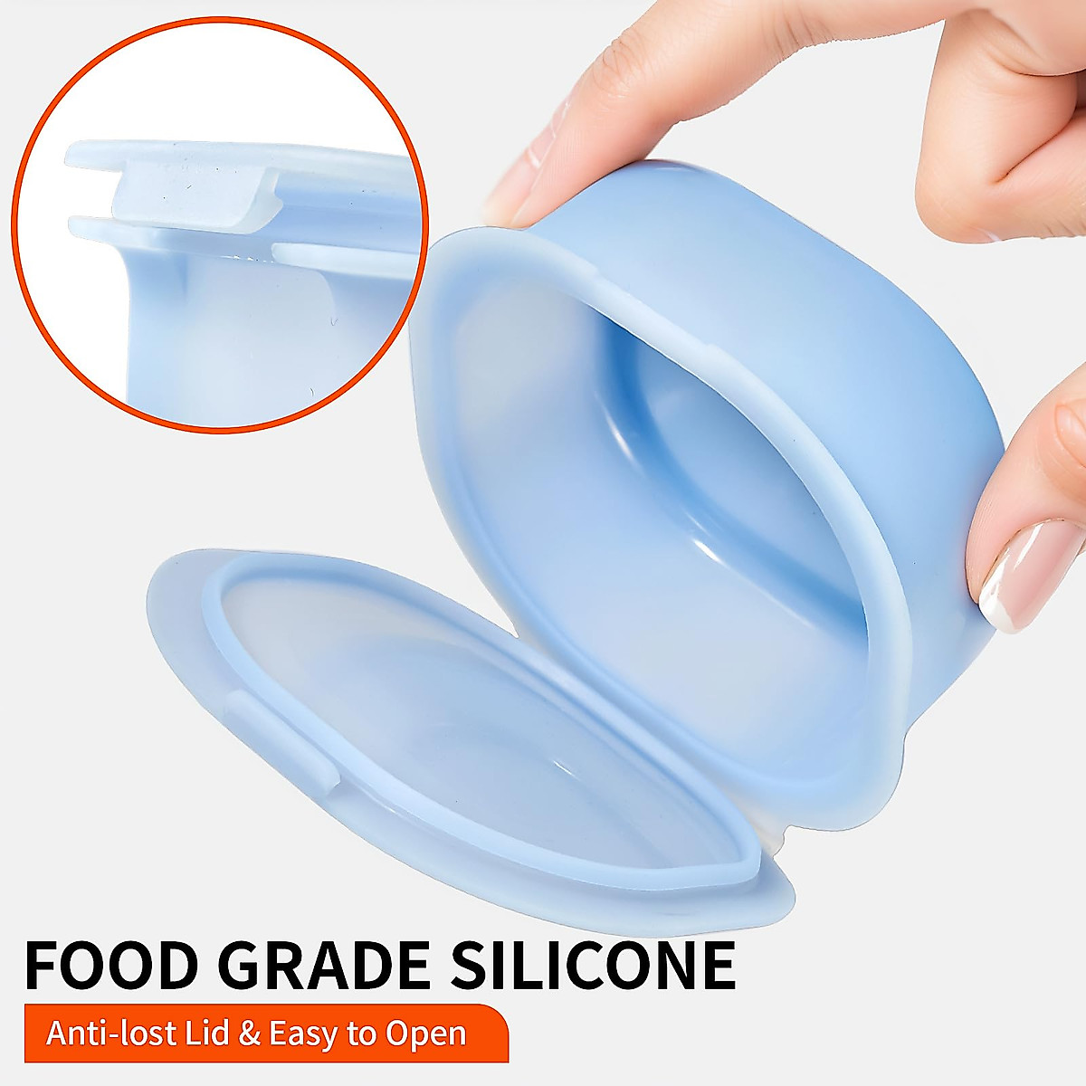 Silicone Cheese Container for Refrigerator, Blue Sliced Cheese Container Holder Cheese Storage Keeper for fridge, Snack Food Storage Container Box, 7oz Bowl with Lid Stackable Dishwash-safe
