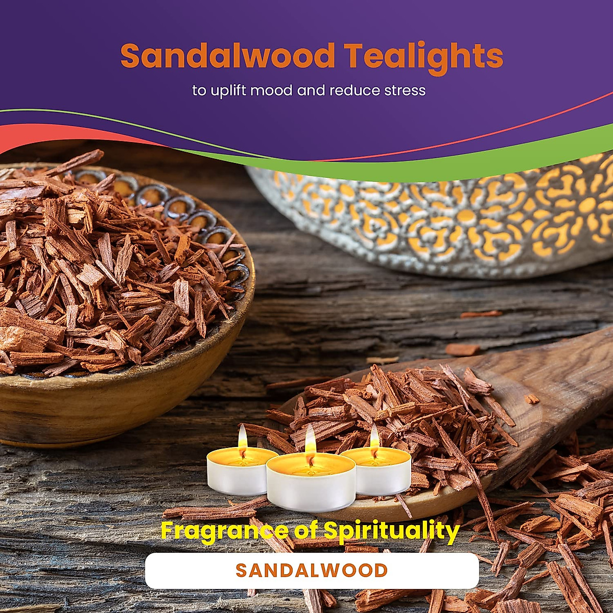 Patchouli Scented Tea Lights Candles - Patchouli Candle - 30 Pack - Colored Tea Lights Candles Scented - TeaLight Candles for Holiday, Wedding and Home - Green Tea Candle - Scented Tealight Candles