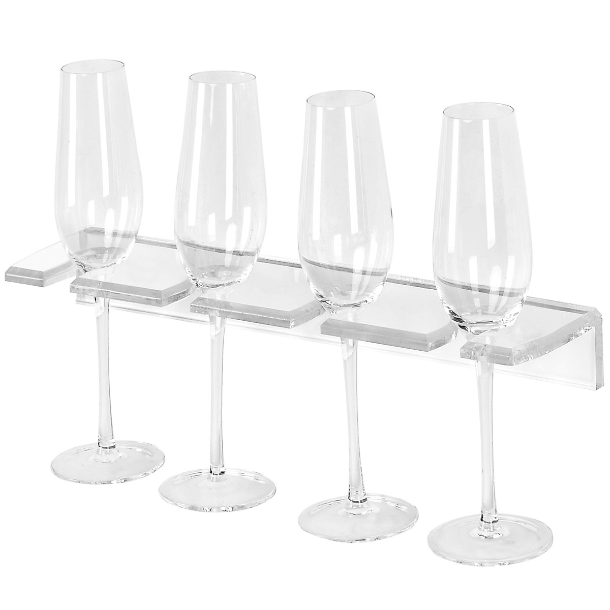 MyGift Clear Acrylic Wine Glass Holder Wall Mounted Stemware Hanging Rack - Holds 4 Stemmed Glasses