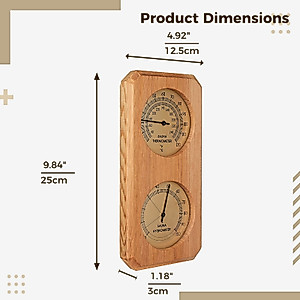 Homaisson 2 in 1 Sauna Thermometer and Hygrometer, Wooden Sauna Hygrothermograph Indoor Humidity Temperature Measurement for Sauna Room Accessories-10 x 5’’