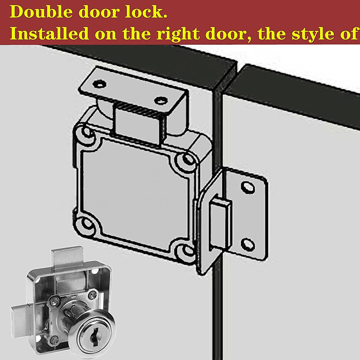 Double Door Lock Cabinet Drawer Lock Safety Cabinet Lock Double Deadbolt-to-Door Lock [Installation on The Right Side Door]. Drilling Diameter 3/4"/19mm for (3/5"-/15mm -7/8"-/22mm ) Door Panels