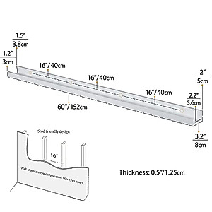 Wallniture Denver White 60 Inch Floating Shelves for Wall, Narrow Picture Ledge Shelf Set of 2,Wood Long Wall Shelves