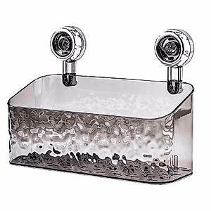 Suction Storage Rack, Luxury Suction Storage Rack Bathroom Suction Cup Storage Rack Clear for Shower (Gray-L)