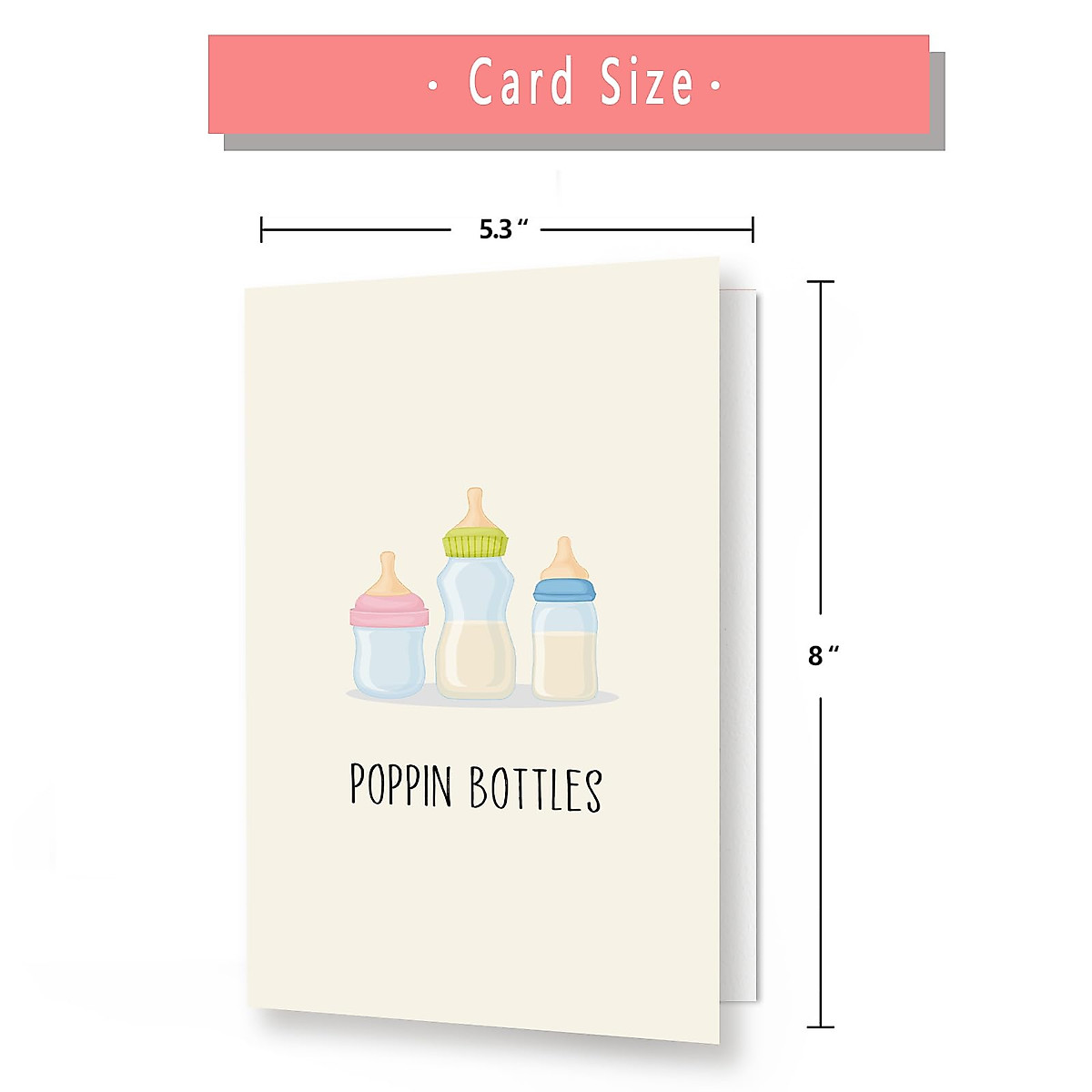 Asmallgf Funny Baby Shower Card, Cute Baby Card, New Baby Gifts for New Mom Dad, New Baby Congratulations,“POPPIN BOTTLES”