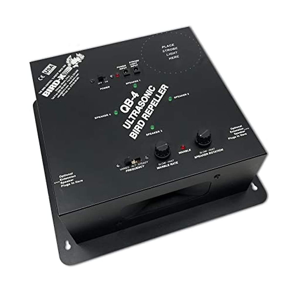 Bird-X Quadblaster QB4 Ultrasonic Bird Repeller, Covers 6,500 sq. ft.