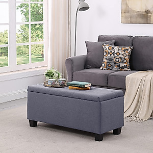 Tassullo Hinged Storage Ottoman Set of 3, 38'' Living Room Storage Bench with Thick Seating, 2pcs Small Square Dorm Stool Couch Side Foot Rest