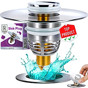 2 in 1 Bathroom Sink Stopper Replacement - 1.06"-1.65" Pop Up Drain Stopper - Universal Sink Drain Stopper with Anti-Clogging Filter Basket - Bathroom Sink Plug for Basin Drain Holes