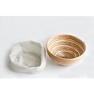 Bread Banneton 1kg (Rounde 8.6 x 3.5 inches) Willow Proofing Basket Best Bakery Themed Gifts For Women With Linen Liner Covers