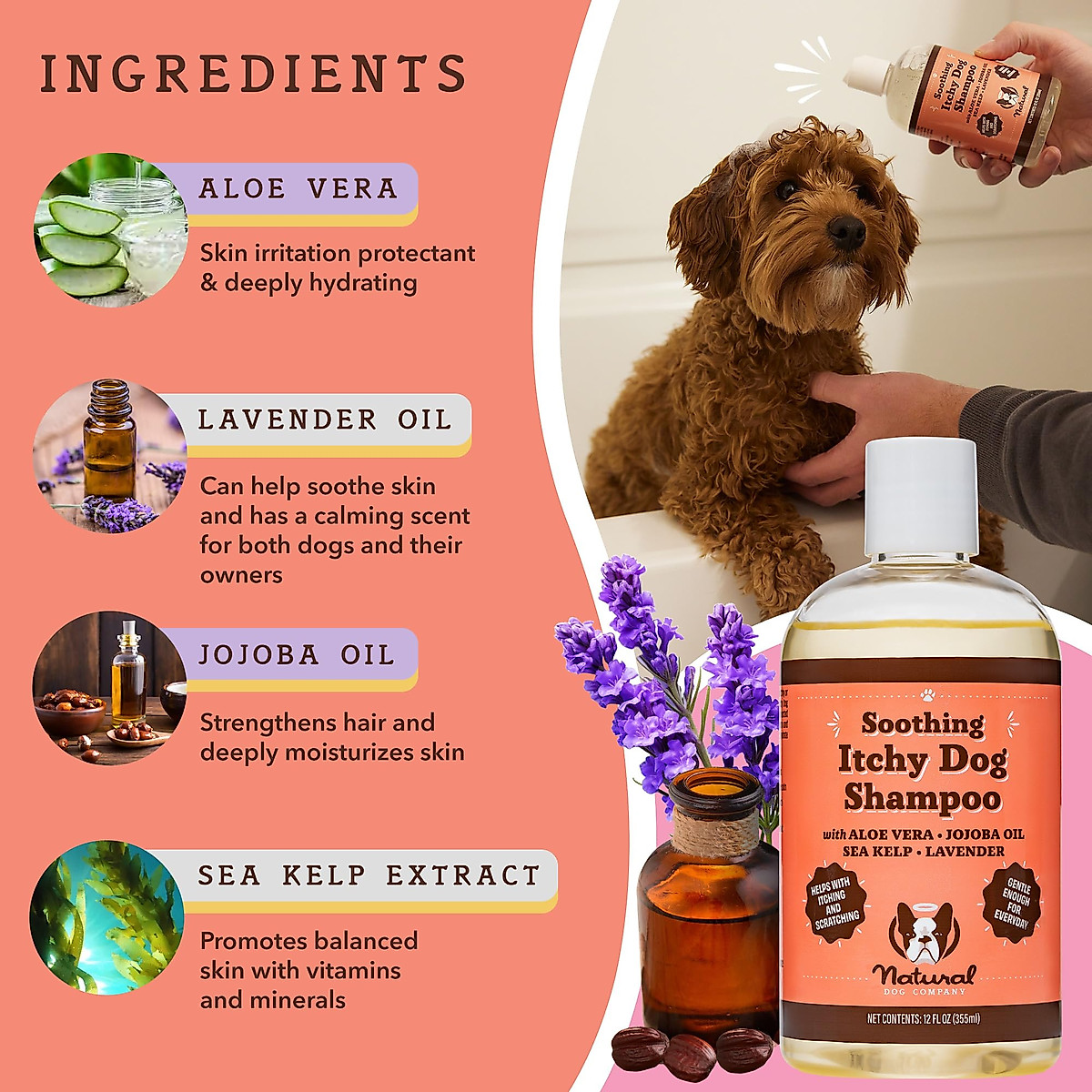 Natural Dog Company Complete Itch Kit for Dogs, Skin & Coat Supplement, Itchy Dog Shampoo, Skin Soother Healing Balm, All Natural Ingredients