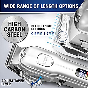 Karrte Professional Hair Clippers and Trimmer Kit,Cordless Hair Cutting Kit,Barber Supplies for Men Beard Trimmer Mens Grooming Kit Accessories (Silver)