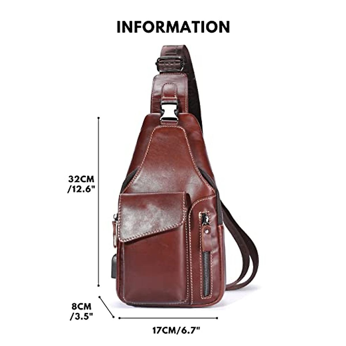 Sling Bag Small Purse Leather for Women Men Crossbody Bag Chest Bags Shoulder Backpack Cross Body Water Resistant