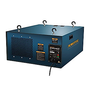POWERTEC AF1045V Remote Controlled 3-Speed Air Filtration Systems (655/875/1060 CFM) Woodworking, Hanging Air Filter for Shop Dust Collectors, Workshop and Garage